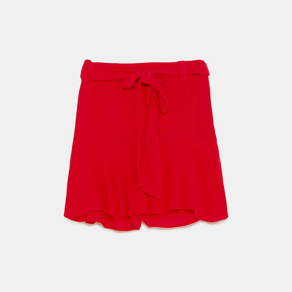 Zara | Shorts | Nwt Zara Size S Red Belted Skort | Poshmark